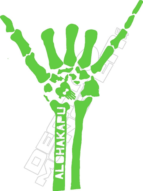Hawaii Skeleton Hand Decal Sticker - DecalMonster.com