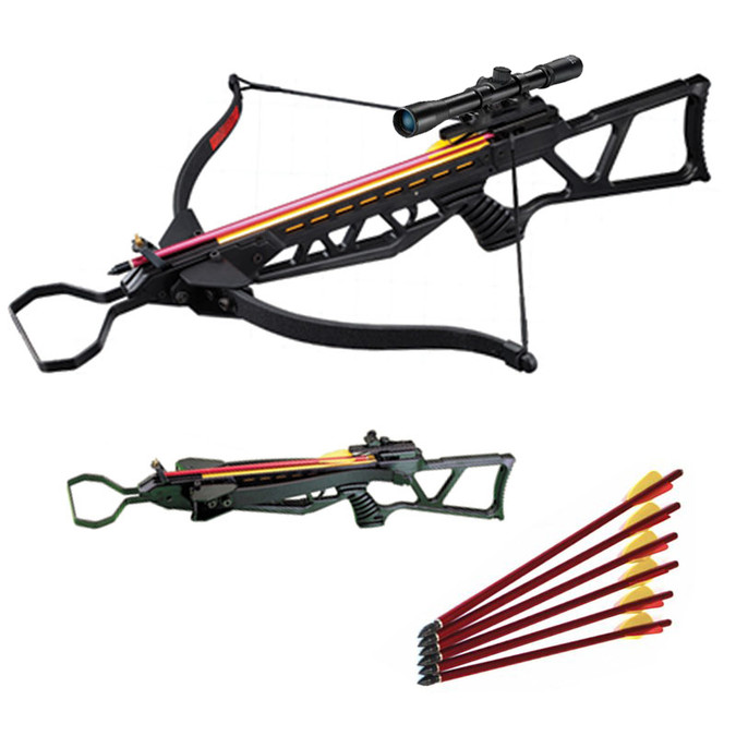 180LB Hunting Foldable Rifle Crossbow + 4X20 Scope + 7 Bolts/Arrows