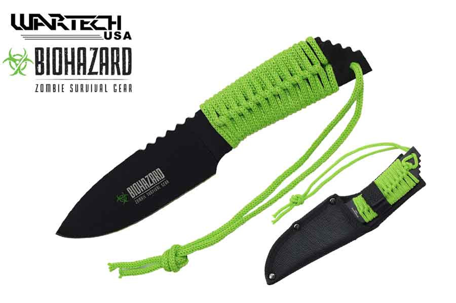 Biohazard Zombie Survival Gear "Infected" Fixed Blade Knife - Black