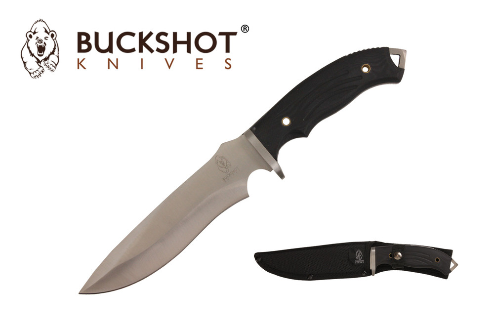 12" Black Wooden Handle Hunting Knife