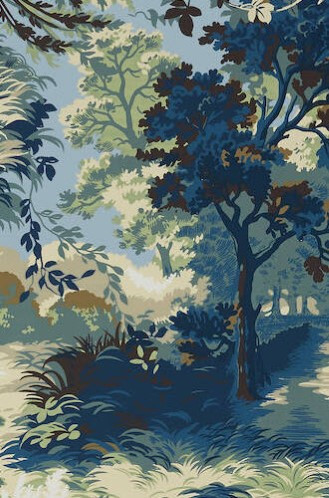 blue woodland wallpaper
