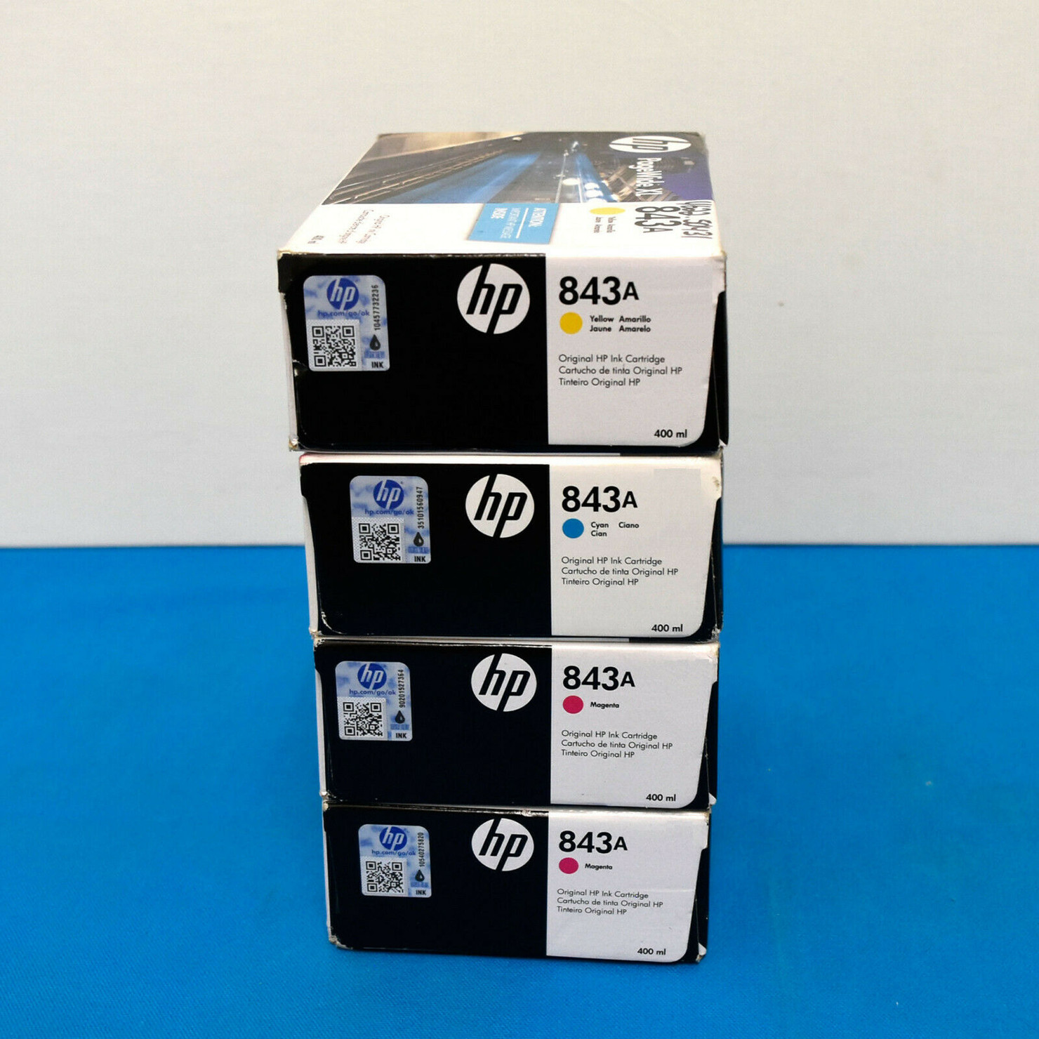 HP 843A 4/C CMMY C1Q57A C1Q58A (2x) C1Q59A 400ml Ink PageWide XL 4000 ...