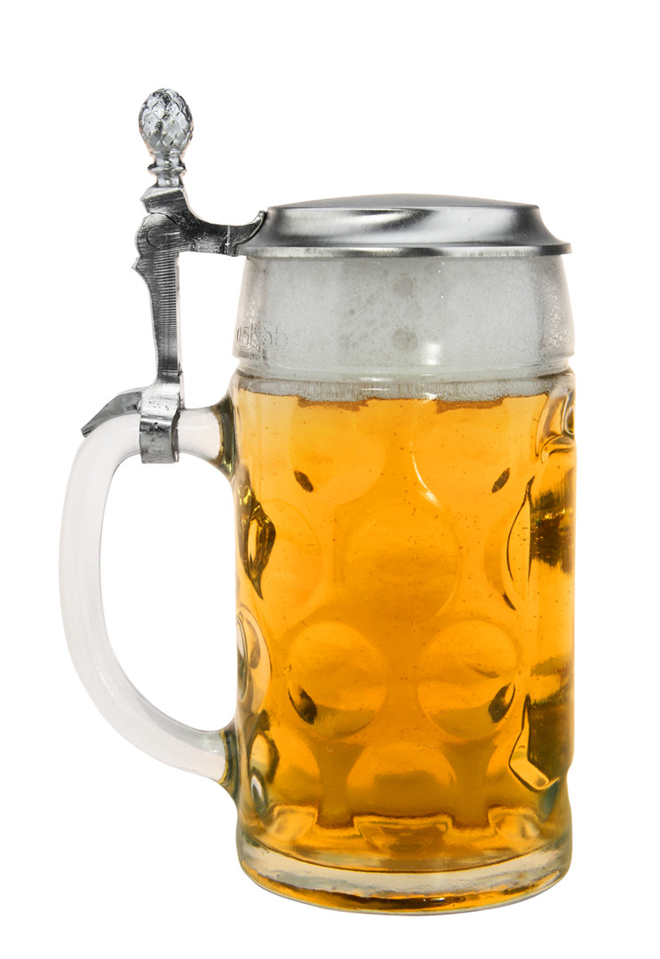 Custom Engraved Dimpled Oktoberfest Glass Beer Mug With Flat Pewter Lid 05 Liter