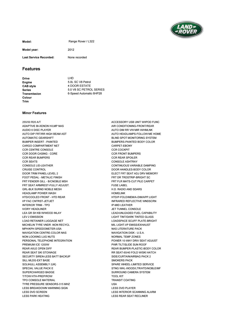 Owner's Manual - Land Rover New Range Rover (L405) 2012 to 2021 (LRL-18 ...