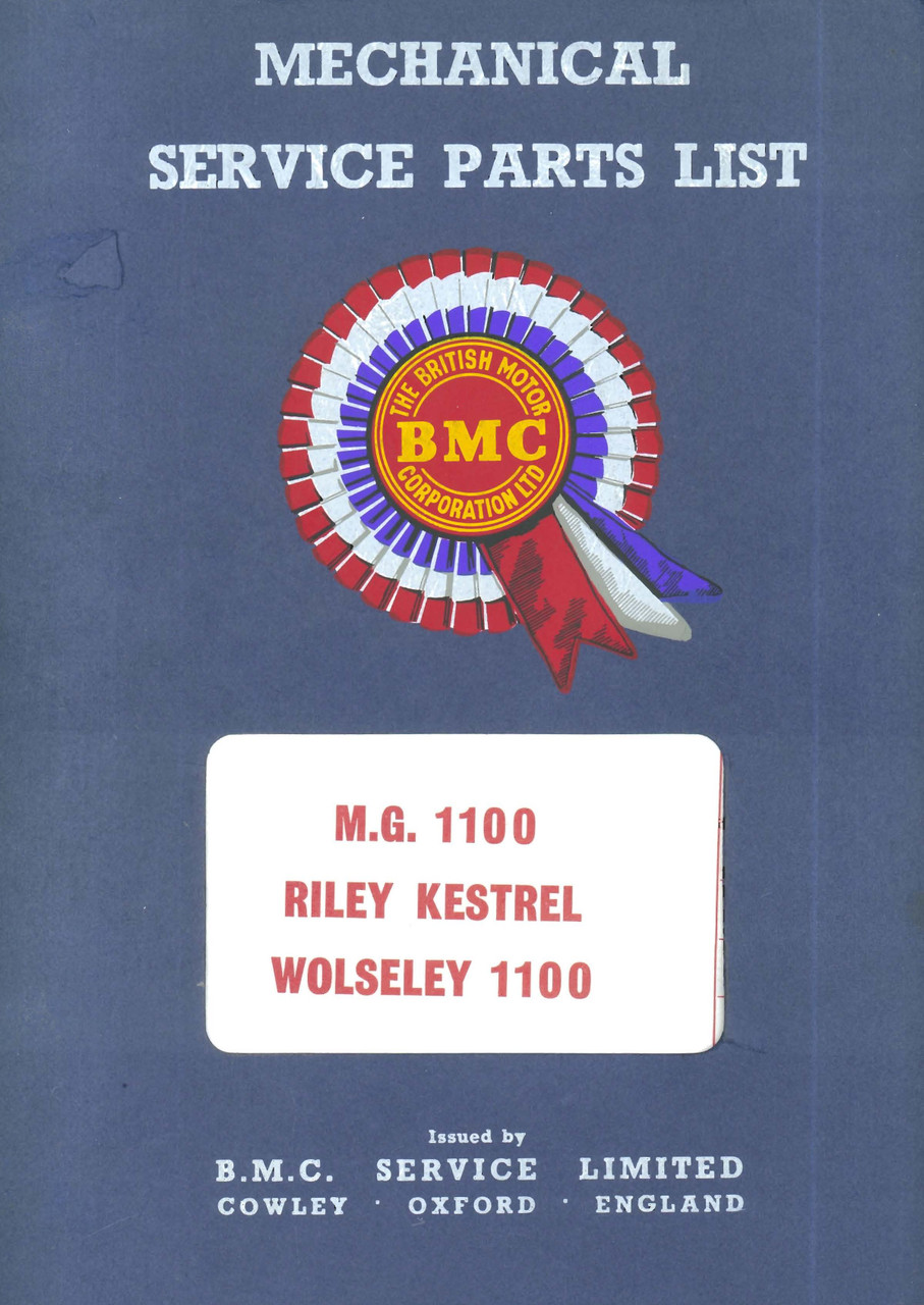 Mechanical Service Parts List – MG 1100, Riley Kestrel and Wolseley ...