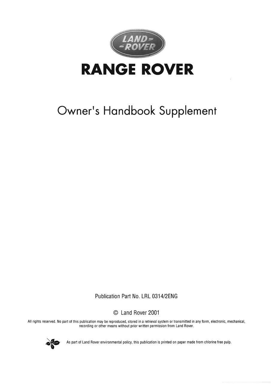 Owner's Handbook Supplement - English (LRL0314-2ENG) - Original ...