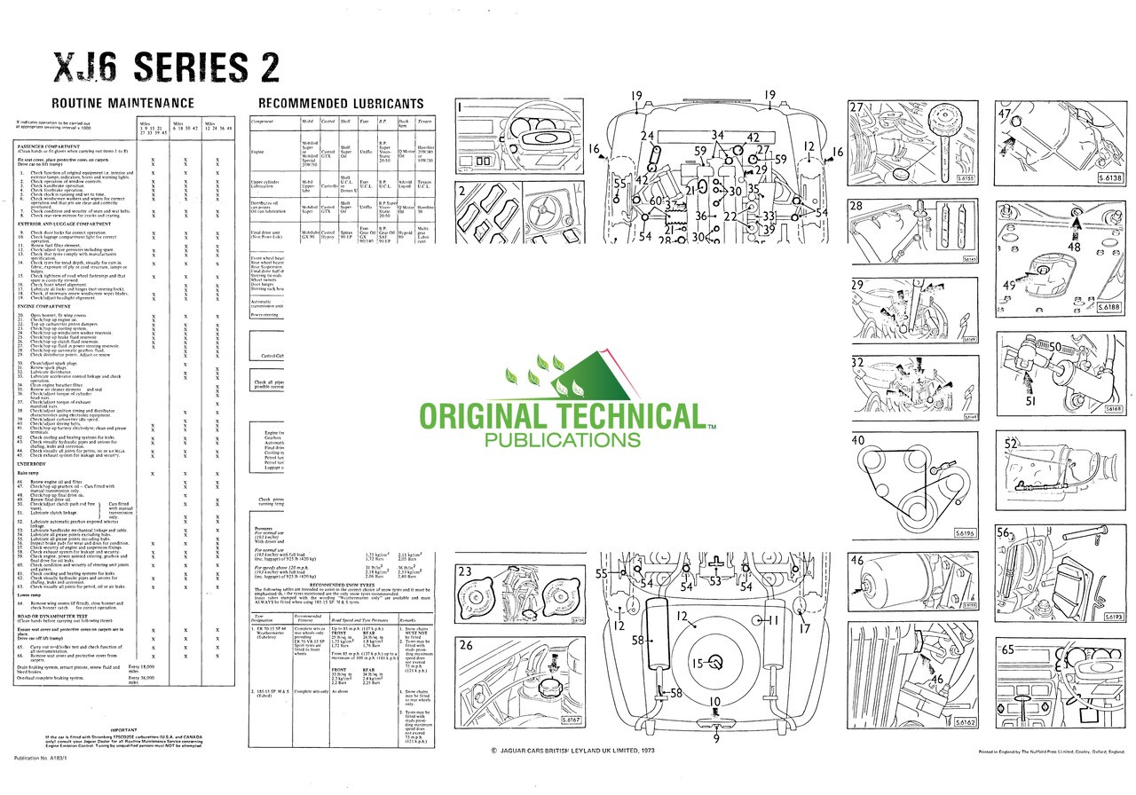 Maintenance Chart – XJ6L Series II (USA) 1973 to 1979 (A-183 1 ...