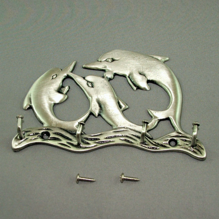 Pewter Large Dolphin Key Hanger - Tasmanian Turning Supplies