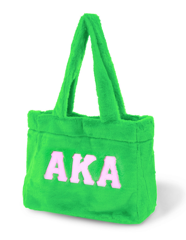 Alpha Kappa Alpha AKA Sorority Faux Fur Bag- Green - Brothers and ...