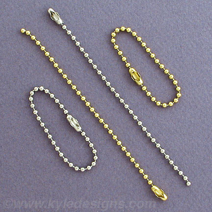 3'' Ball Chain Key Ring Loops - Nickel or Brass | Kyle Design