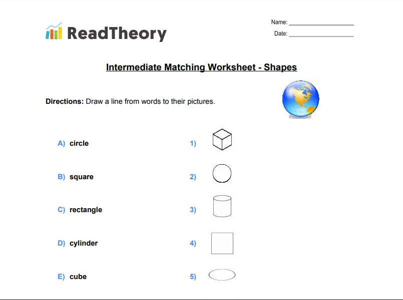 Matching - Intermediate - Shapes - Read Theory Workbooks