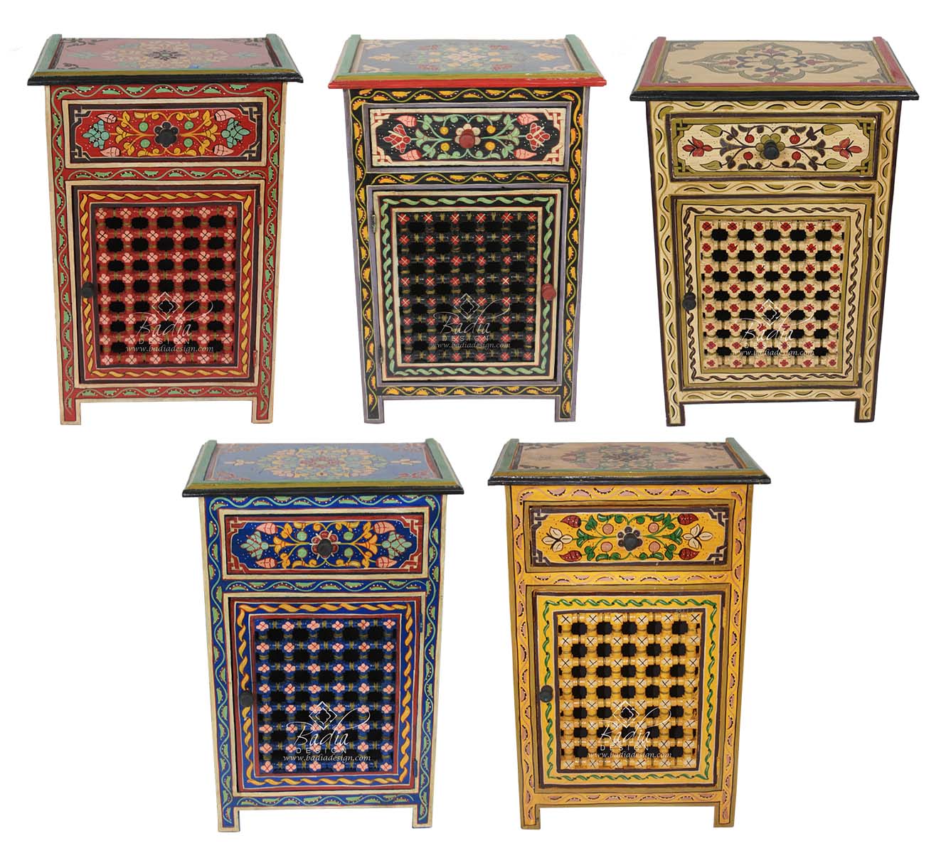 Moroccan Hand Painted Bedroom Nightstands by Badia Design Inc., 5420 ...