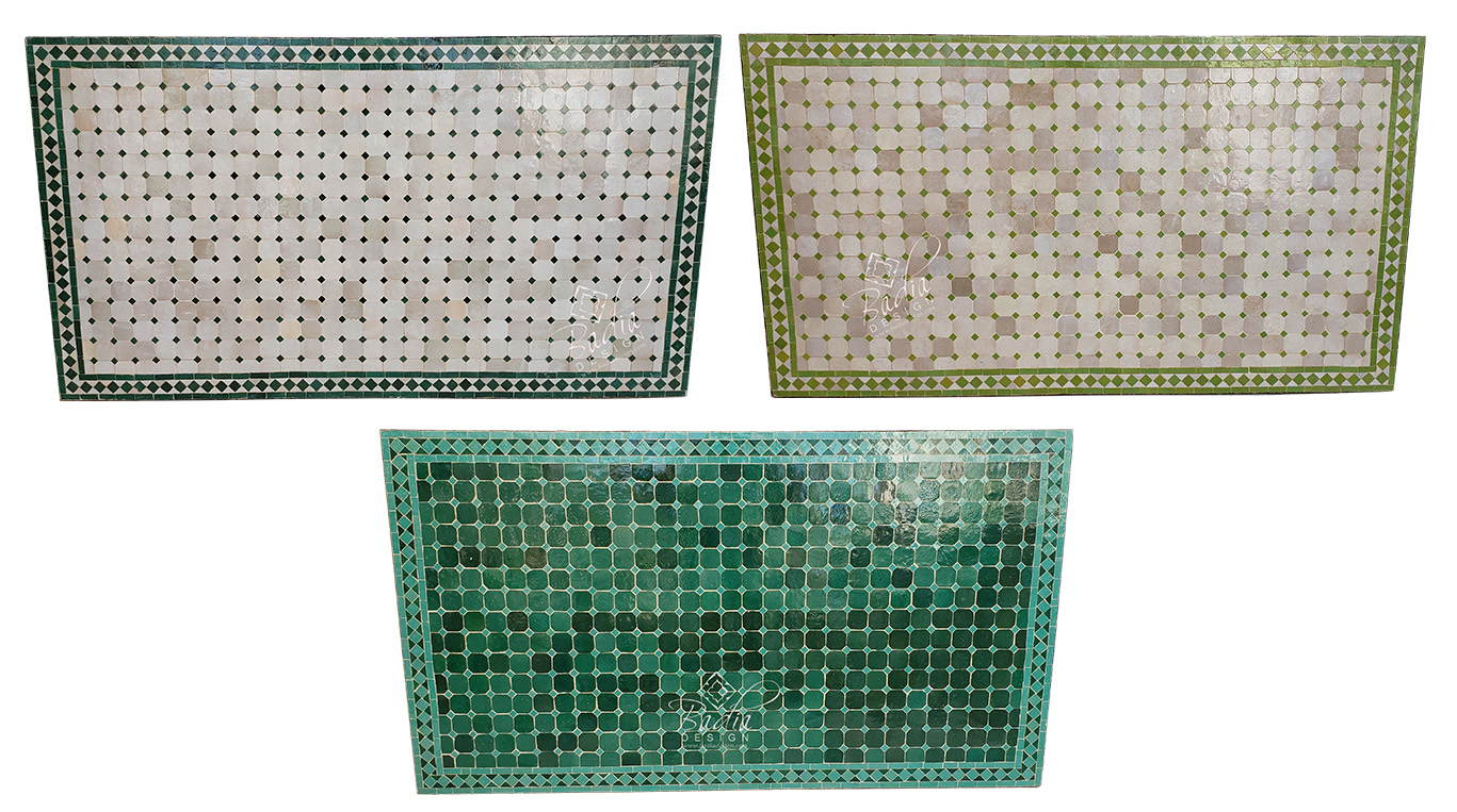 Rectangular Shaped Moroccan Mosaic Tile Table Top from Badia Design Inc.