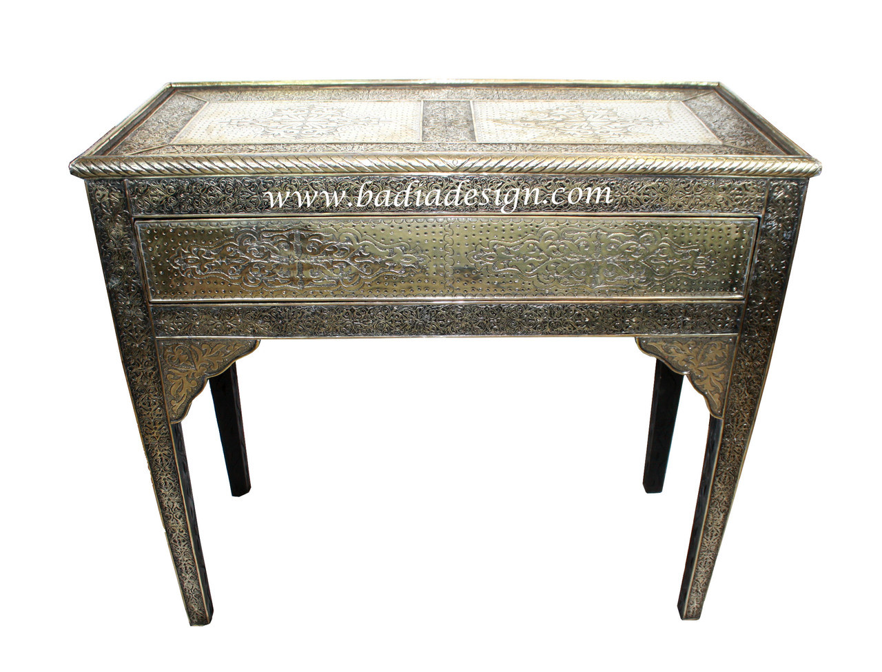 Moroccan Silver Metal Buffet Table from Badia Design Inc.