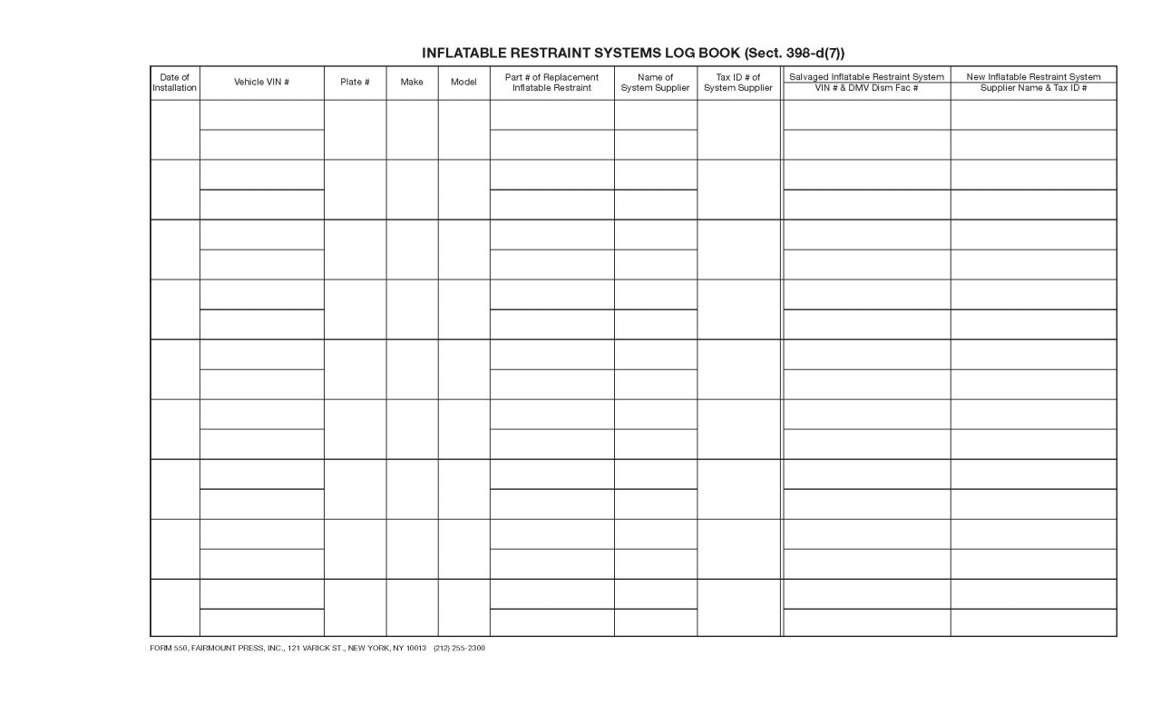 Form 550 — Air Bag NYS - Fairmount Press