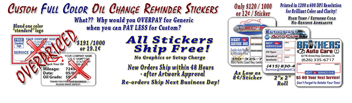 BAR-97 & BAR-OIS | Oil Change Stickers | Vinyl Banners - Emissions Depot®