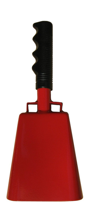 Red cowbell with handle grip | Noisemakers for sporting events