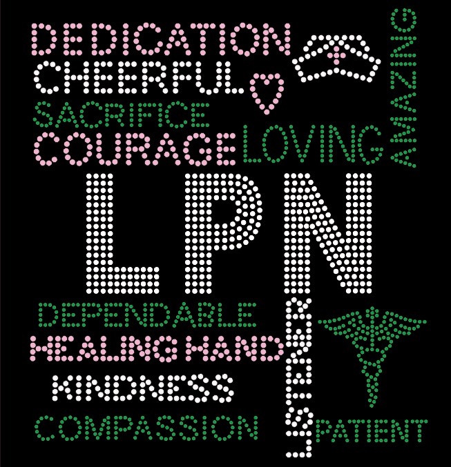LPN Certified Assistant Nurse Words Rhinestone transfer - Texas Rhinestone