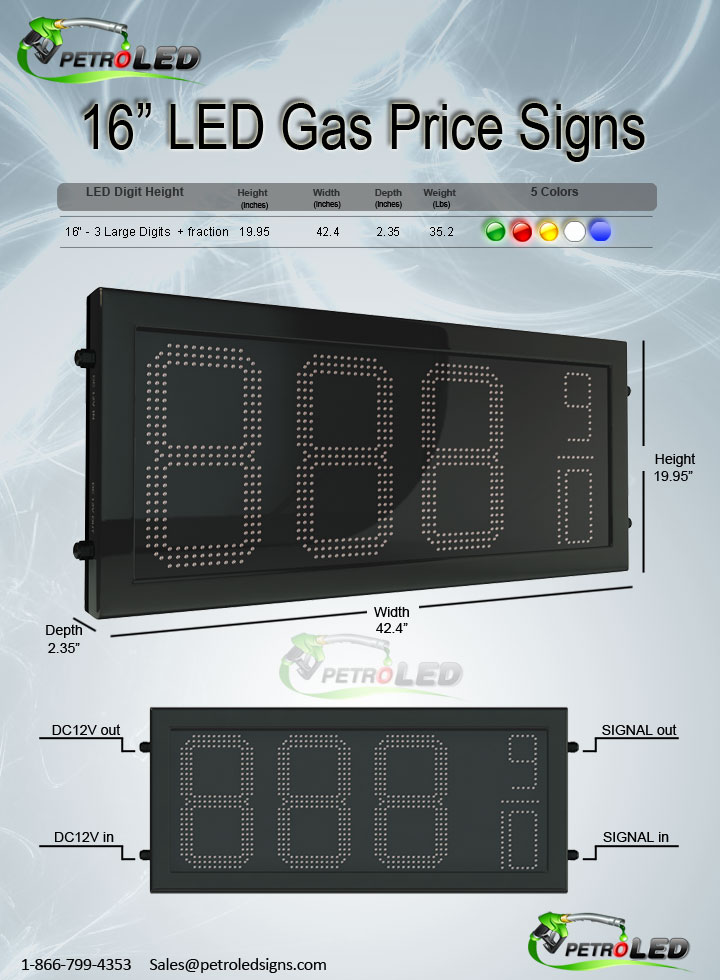16 Inch Digits - LED Gas sign package - 2 Red (REGULAR) & 2 Green ...