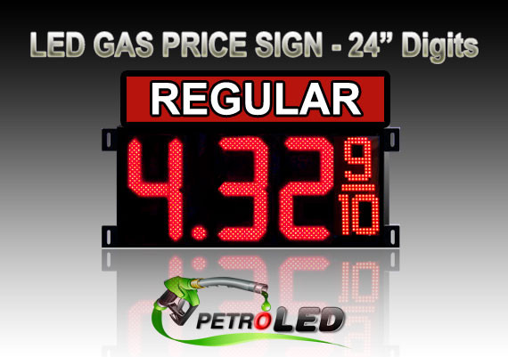 24" REGULAR Gas Price LED Sign - Red LEDs with 3 Large Digits ...