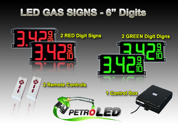 6 inch Digits - LED Gas sign package - 2 Red & 2 Green Digital Price ...