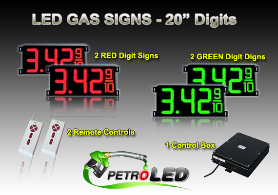20 Inch Digits - LED Gas sign package - 2 Red & 2 Green Digital Price ...