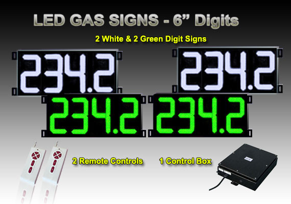 6 Inch Digits - LED Gas sign package - 2 White & 2 Green Digital Price ...