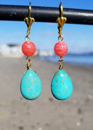 Coral and turquoise earrings store