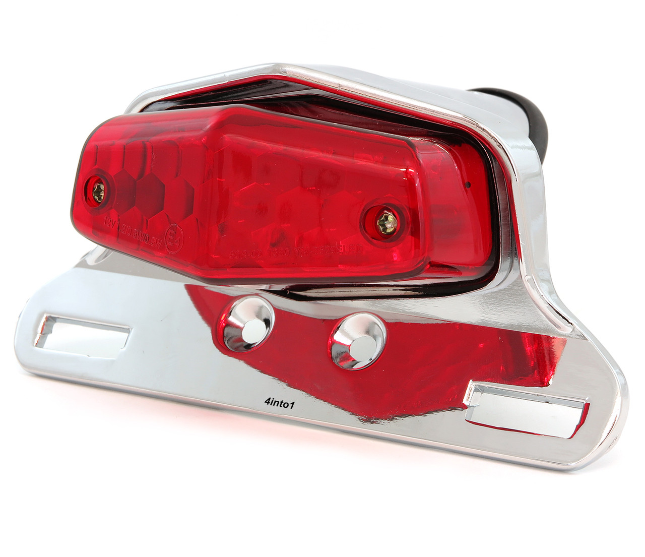 Lucas Style LED Tail Light Assembly - Chrome w/ Red Lens