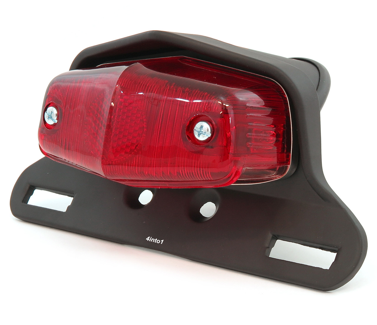 Lucas Style Tail Light Assembly - Matte Black w/ Red Lens