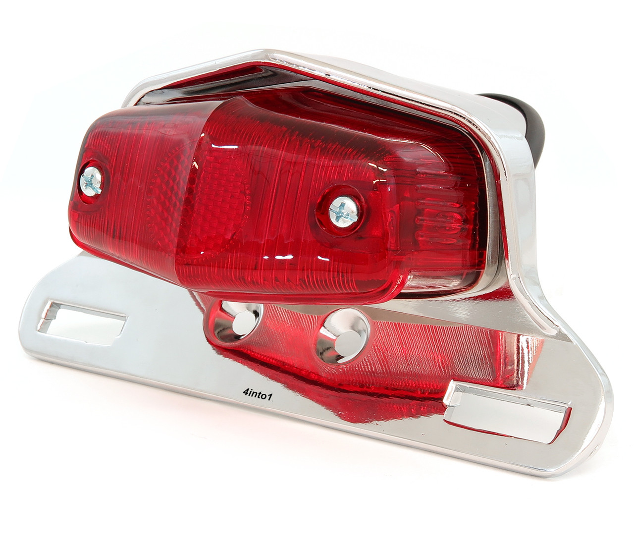 Lucas Style Tail Light Assembly - Chrome w/ Red Lens