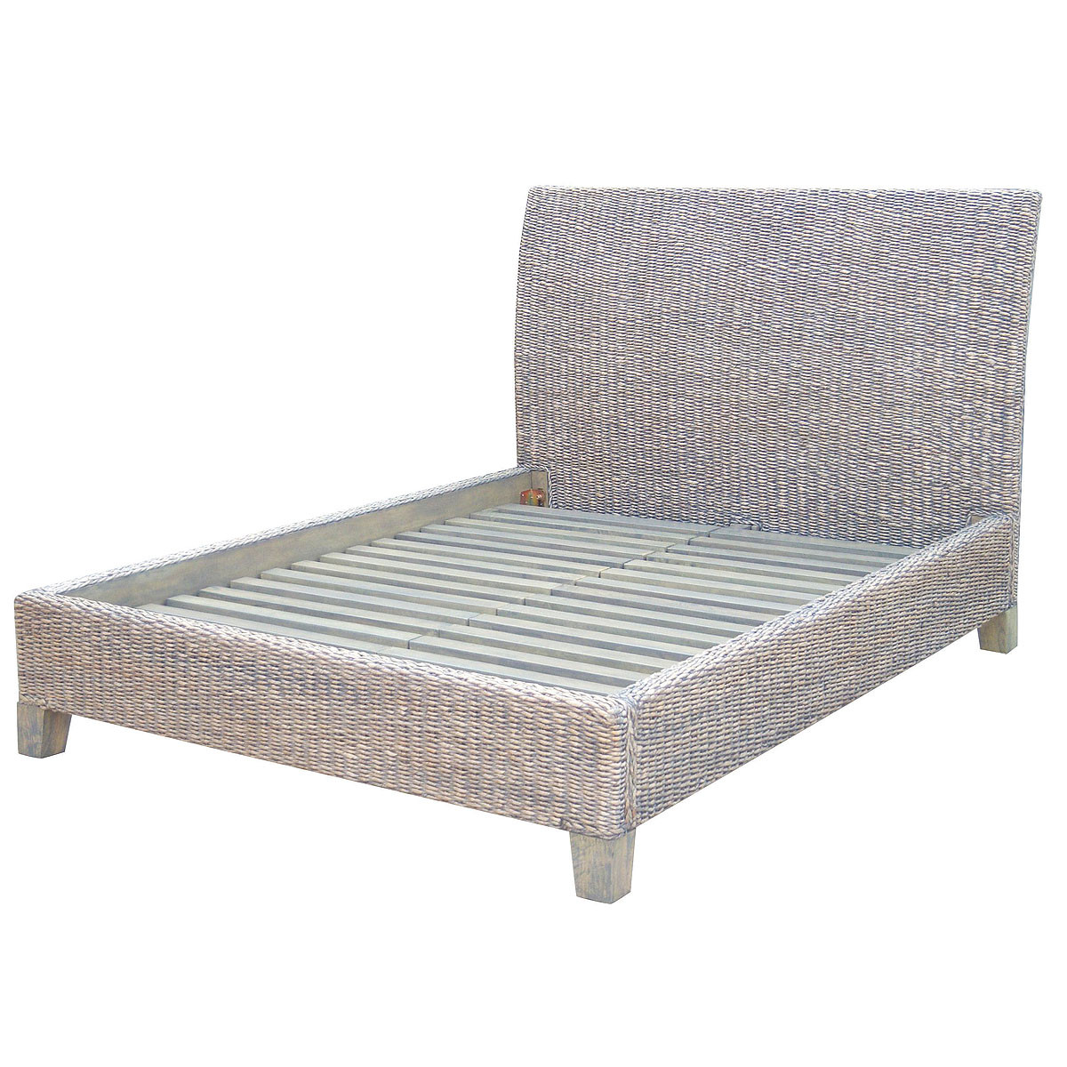 Banana Leaf Woven King Platform Bed Gray Zin Home