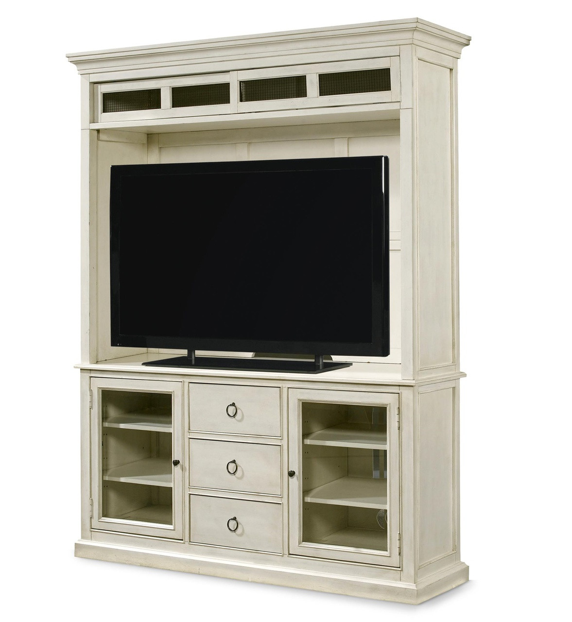 Country-Chic Maple Wood White TV Stand with Hutch | Zin Home