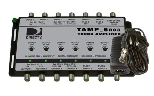 Sonora TAMP6-T12 DIRECTV 6-Input Trunk Amplifier with Power Supply Sonora TAMP6-T12 DIRECTV 6-Input Trunk Amplifier with Power Supply