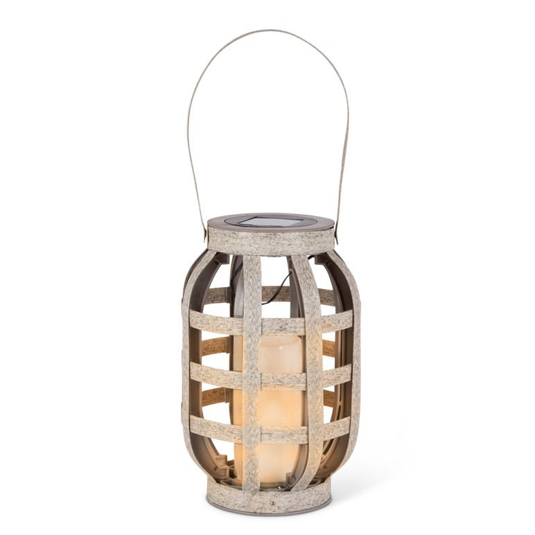Gray Plastic Solar Lantern with Warm White Resin Candle - 6 Lanterns ...