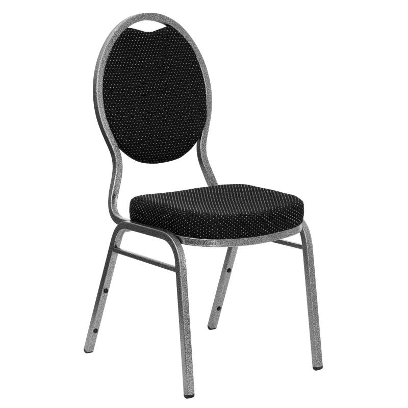 Black Teardrop Back Stacking Banquet Chair with Silver Vein Frame ...