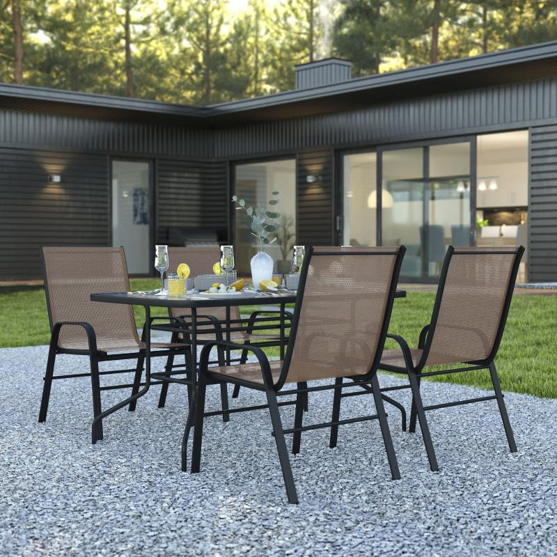 Tempered glass outdoor dining table store