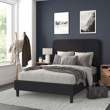 Flash Furniture Addison Light Grey Queen Fabric Upholstered Platform Bed Headboard with Rounded Edges