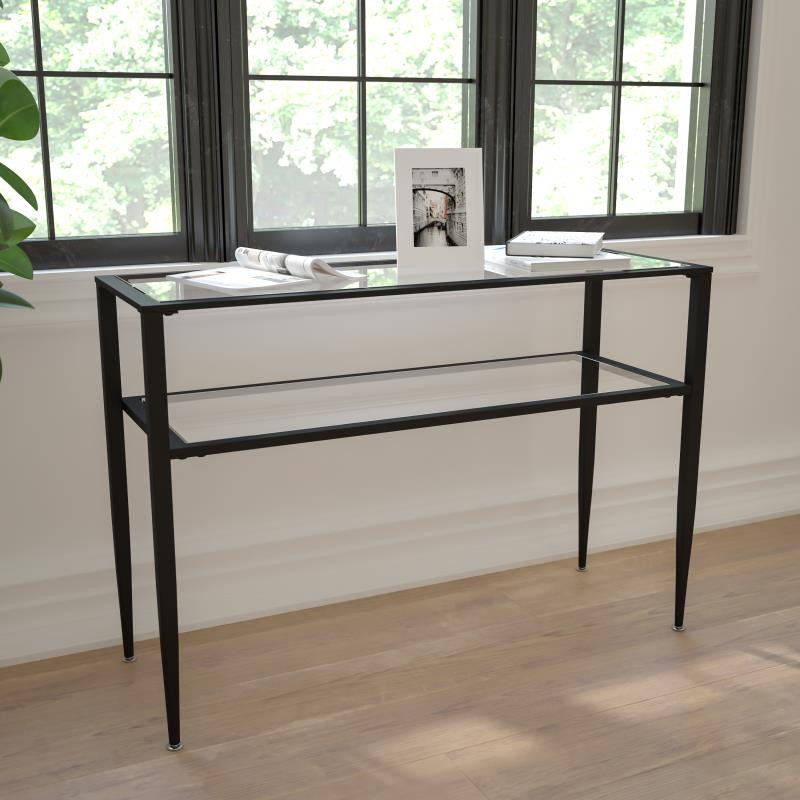 Black iron and glass console table store