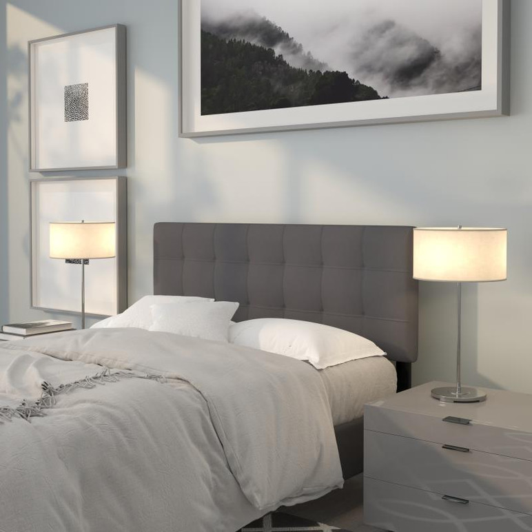 Bedford Tufted Upholstered Full Size Headboard in Dark Gray Fabric FLF HG HB1704 F DG GG EventsWholesale
