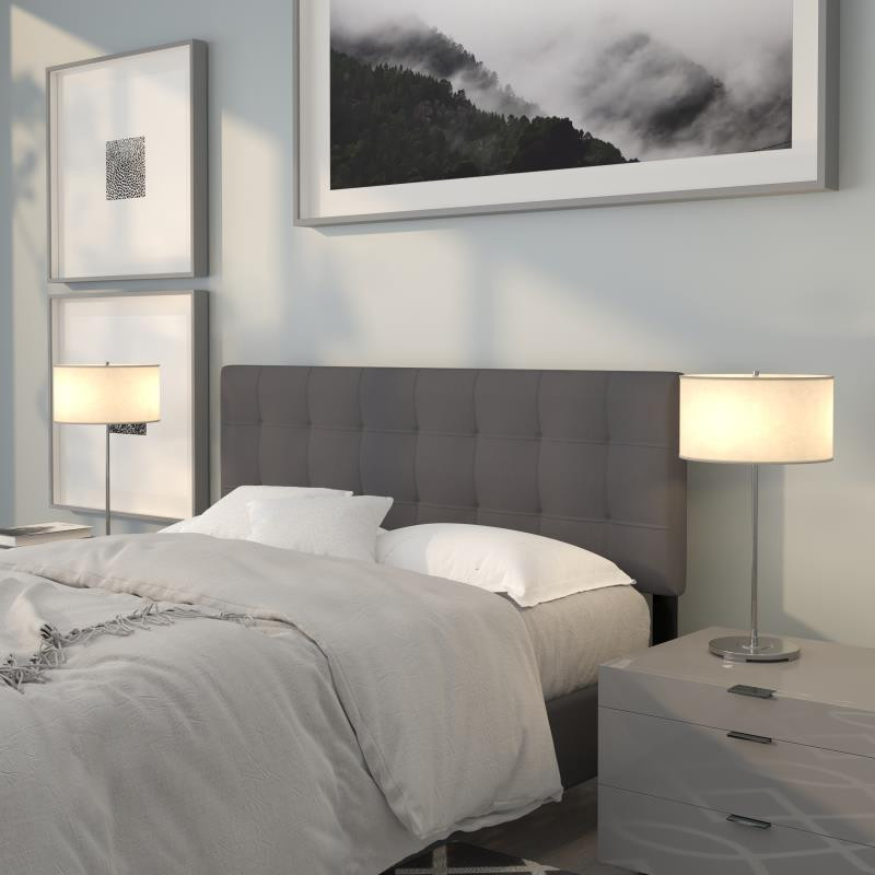 Bedford Tufted Upholstered Queen Size Headboard in Dark Gray Fabric Flash Furniture