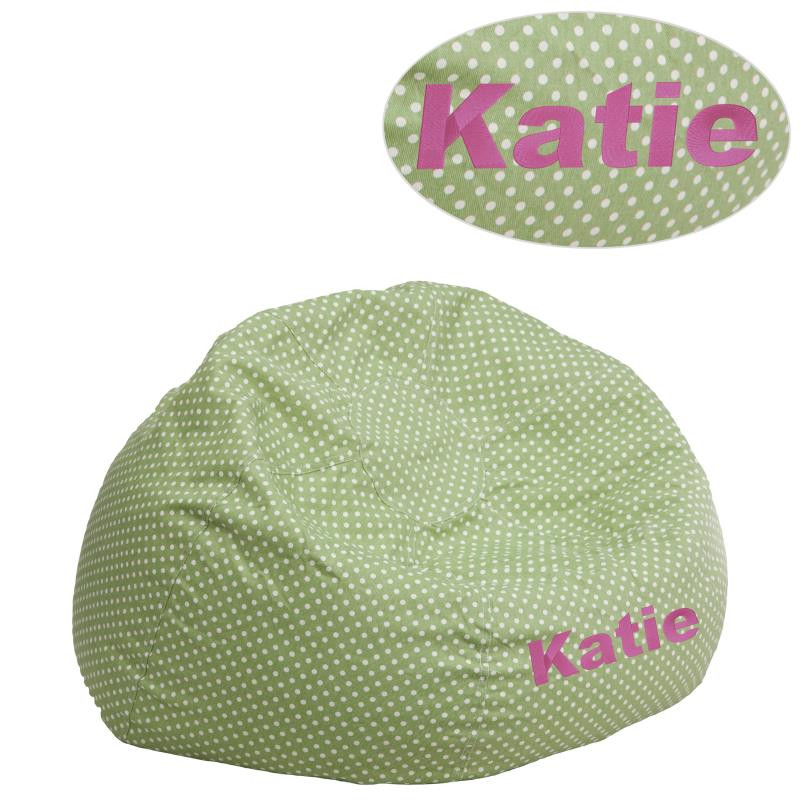 Personalized Small Green Dot Bean Bag Chair for Kids and Teens [FLF-DG ...