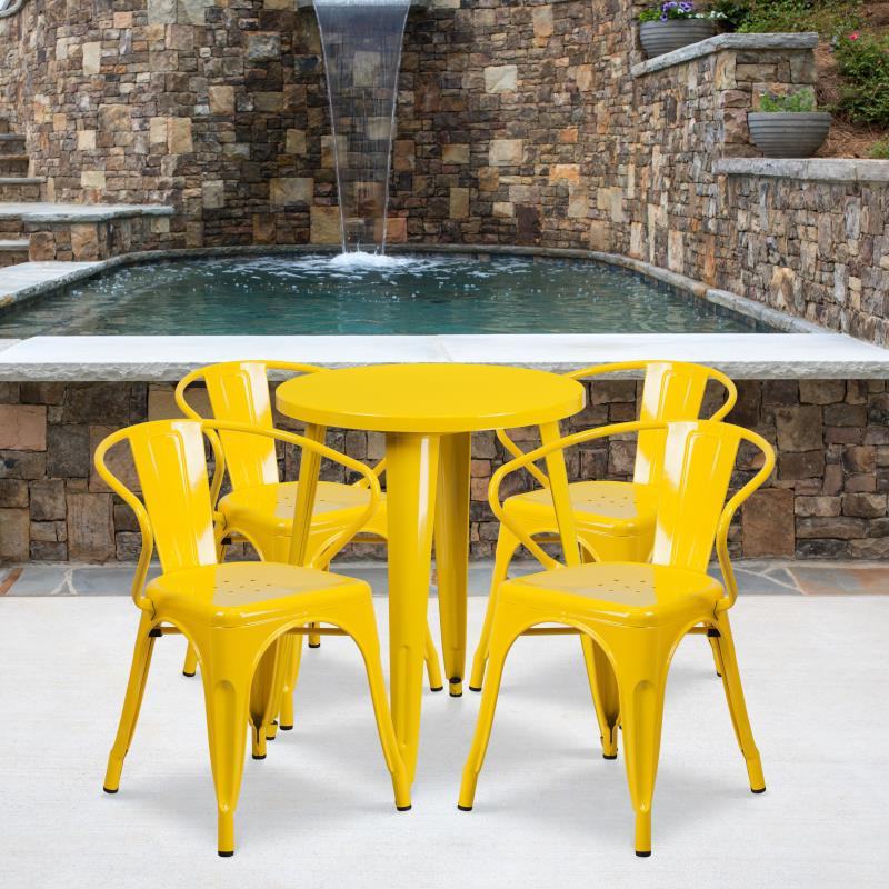 Yellow metal chairs store