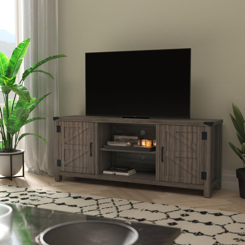 Farmhouse barn door tv stand store