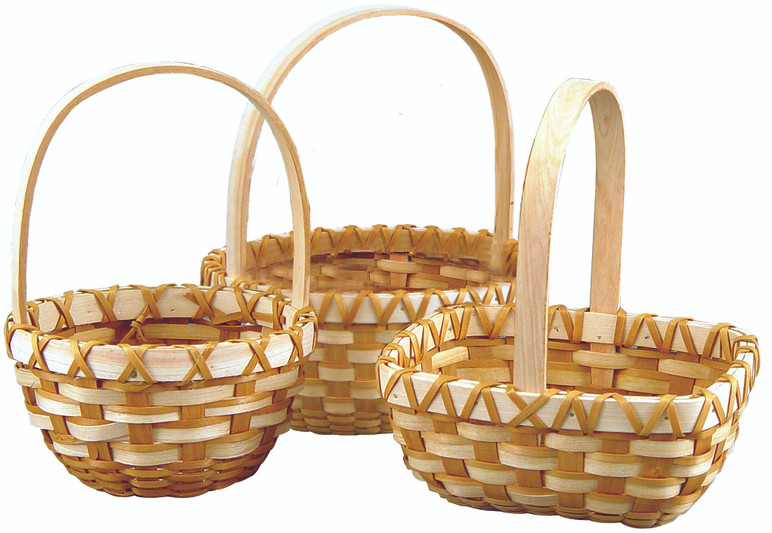 24 Pcs - Assorted Natural Chipwood Baskets with Handle ...