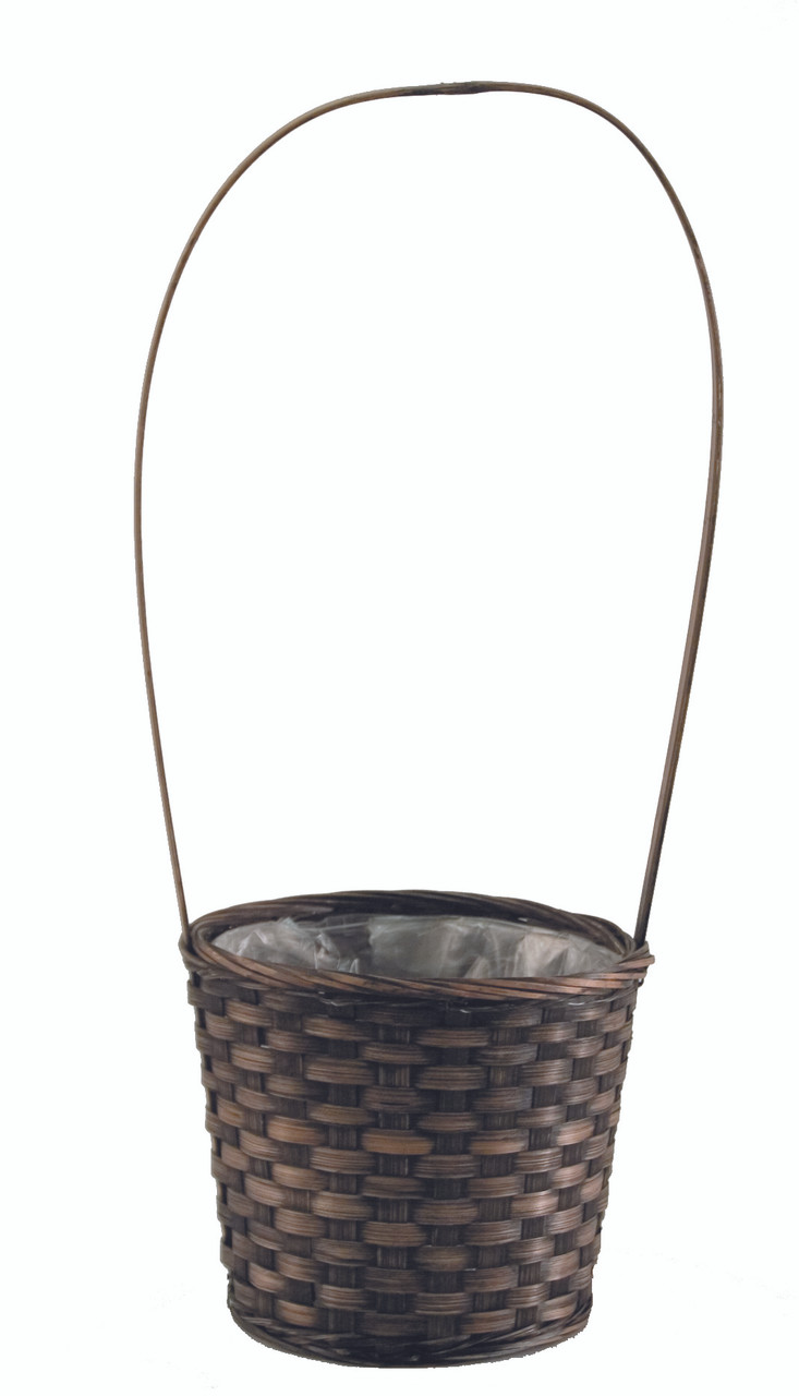 20 Pcs - Stained Round Bamboo Jumbo Baskets with Handle - 7 Inch ...