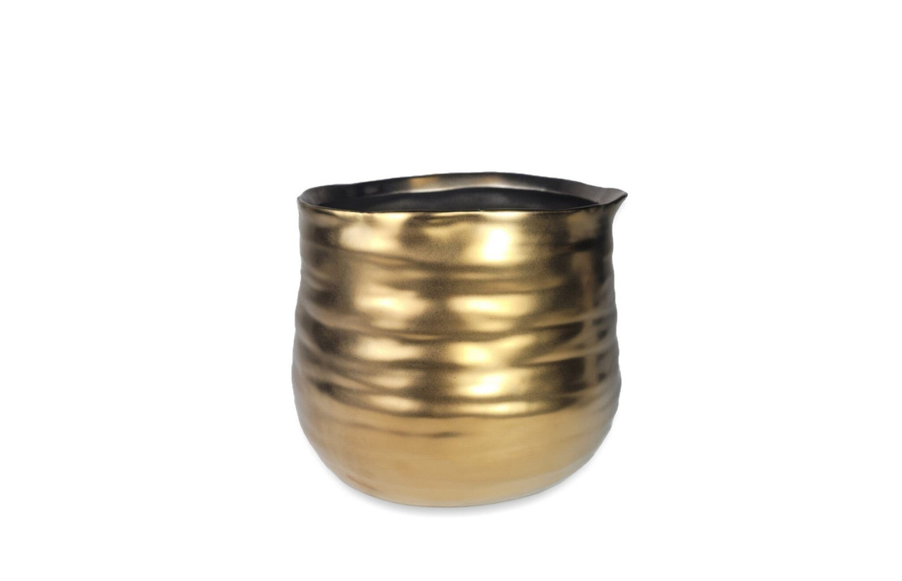 6 Pcs - 6 Inch Ceramic Gold Planter Pot - EventsWholesale.com