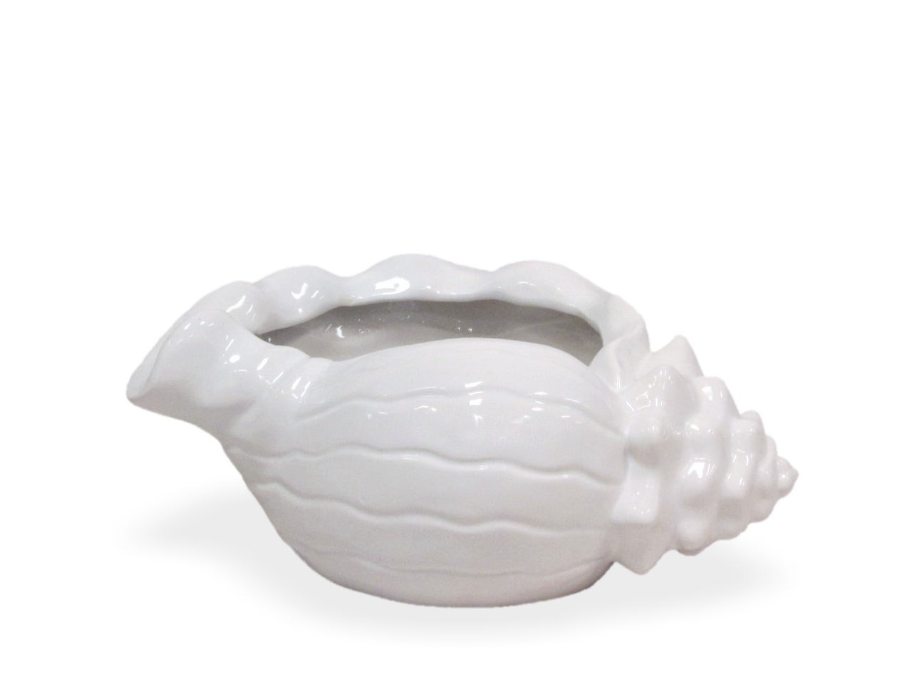 6 Pcs - Ceramic White Seashell Planter Pot - EventsWholesale.com