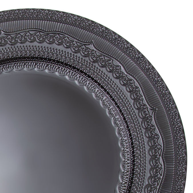 Case of 24 Lace Rim Melamine Charger Plate 13" - Black ...