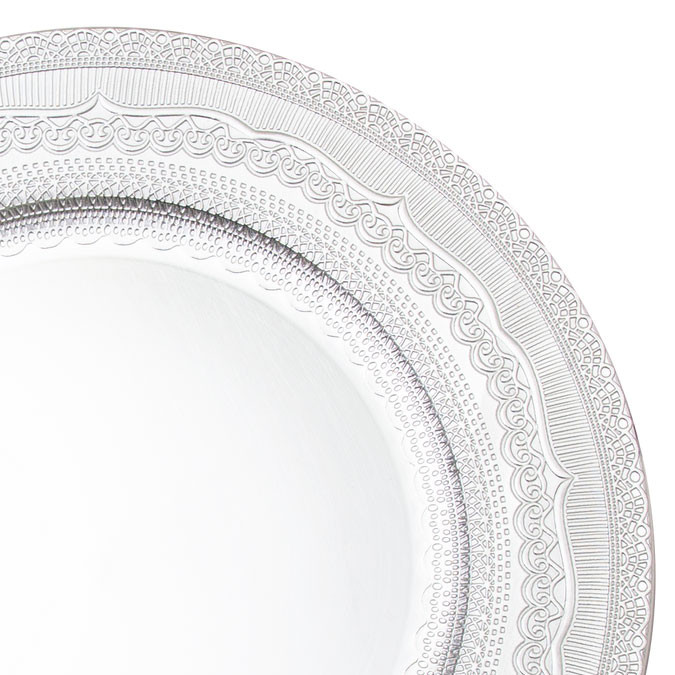 Case of 24 Lace Rim Melamine Charger Plate 13" - Silver ...